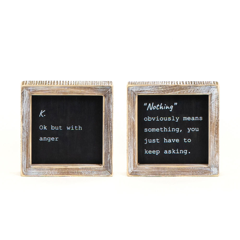Ok & Nothing Reversible Sign – Chic & Shabby