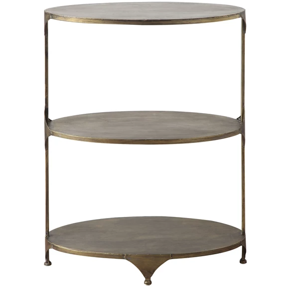 Three Tiered Oval Antique Metal Shelf – Chic & Shabby