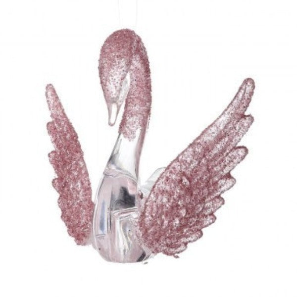 4" Pink Glitter Swan Ornament – Chic & Shabby